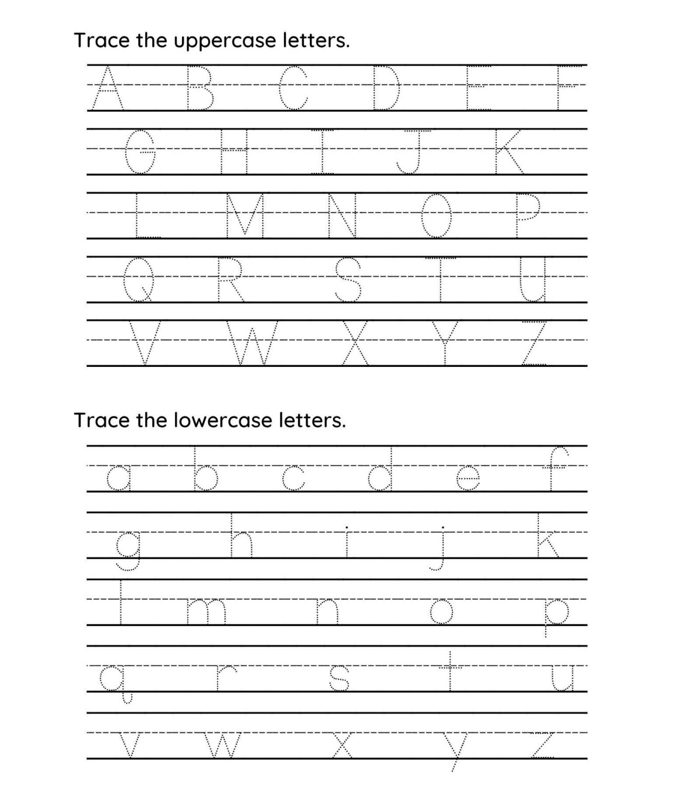 Free Alphabet Tracing Sheet – A to Z Uppercase & Lowercase PDF