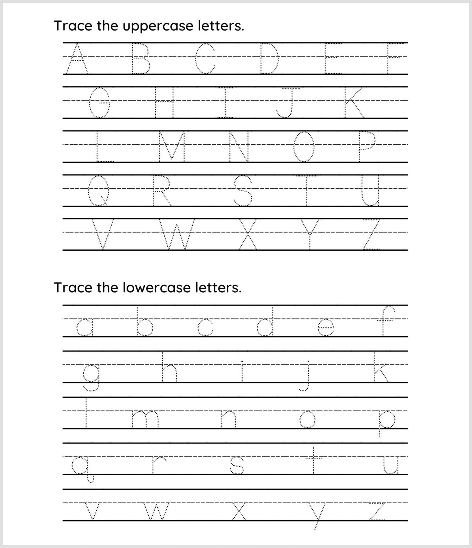 Free Alphabet Tracing Sheet – A to Z Uppercase & Lowercase PDF