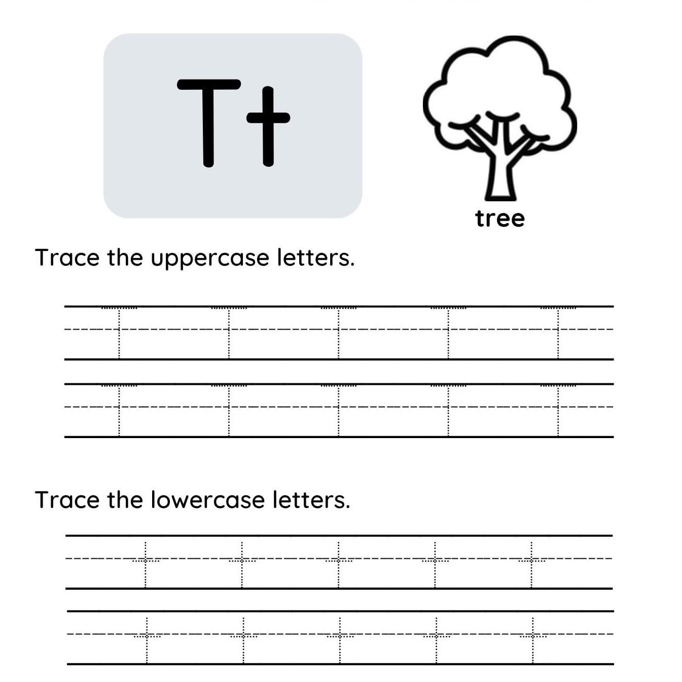 Free Letter T Tracing Printable (Capital & Lowercase Worksheet)
